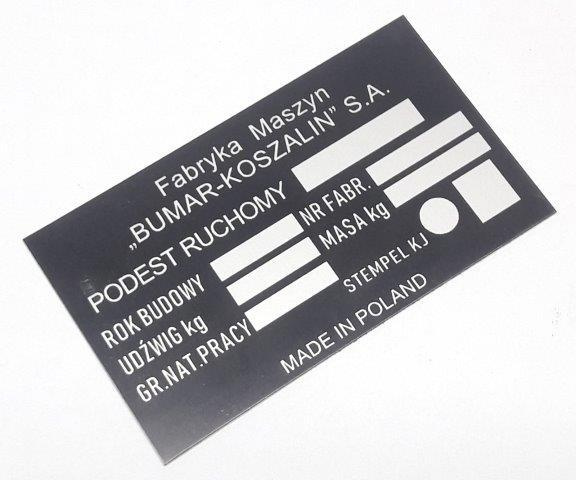 Bumar Koszalin podest ruchomy tabliczka zanmionowa | B \ Bumar | Sklep ...