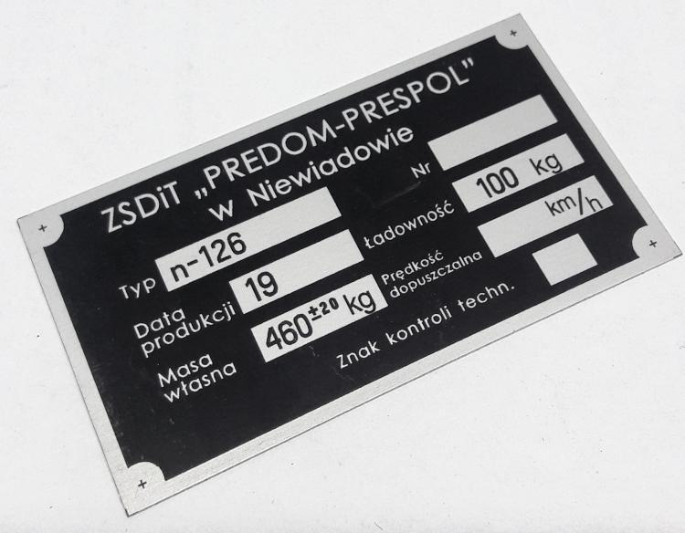 Niewiadów N126 tabliczka znamionowa | N \ Niewiadów, Predom-Prespol ...