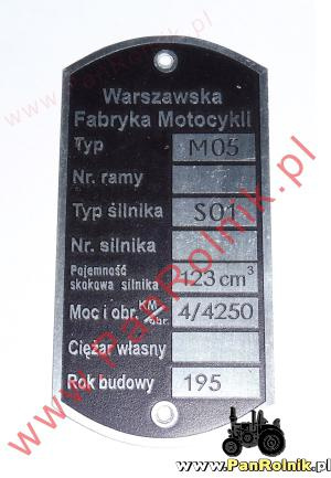 WFM M05 tabliczka znamionowa (moc 4KM) | W \ WFM | Sklep PanRolnik.pl ...